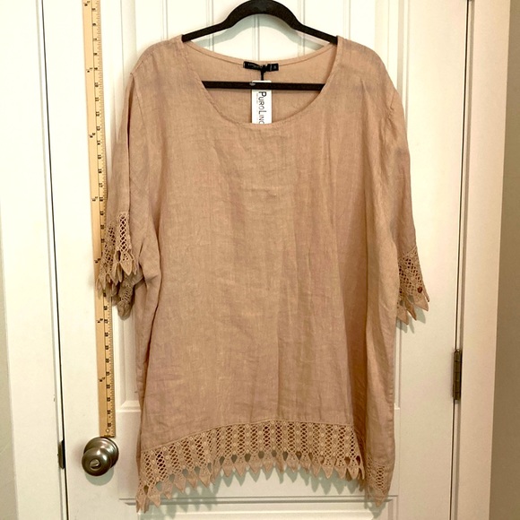 Lung O L’arno | Tops | Blush Colored Italian Linen Tunic With Lace Trim ...